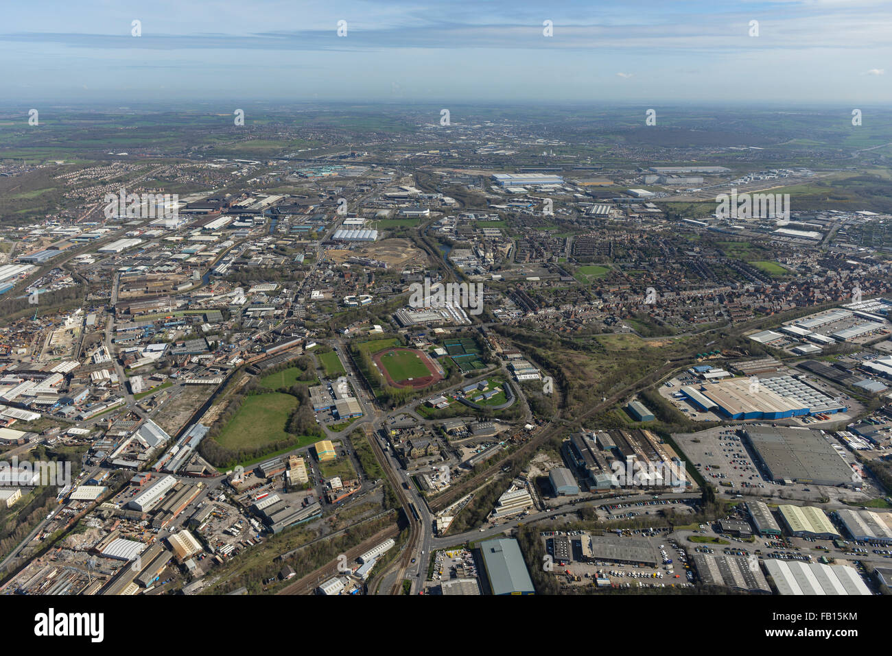 An aerial view along the Don Valley looking from the direction of ...
