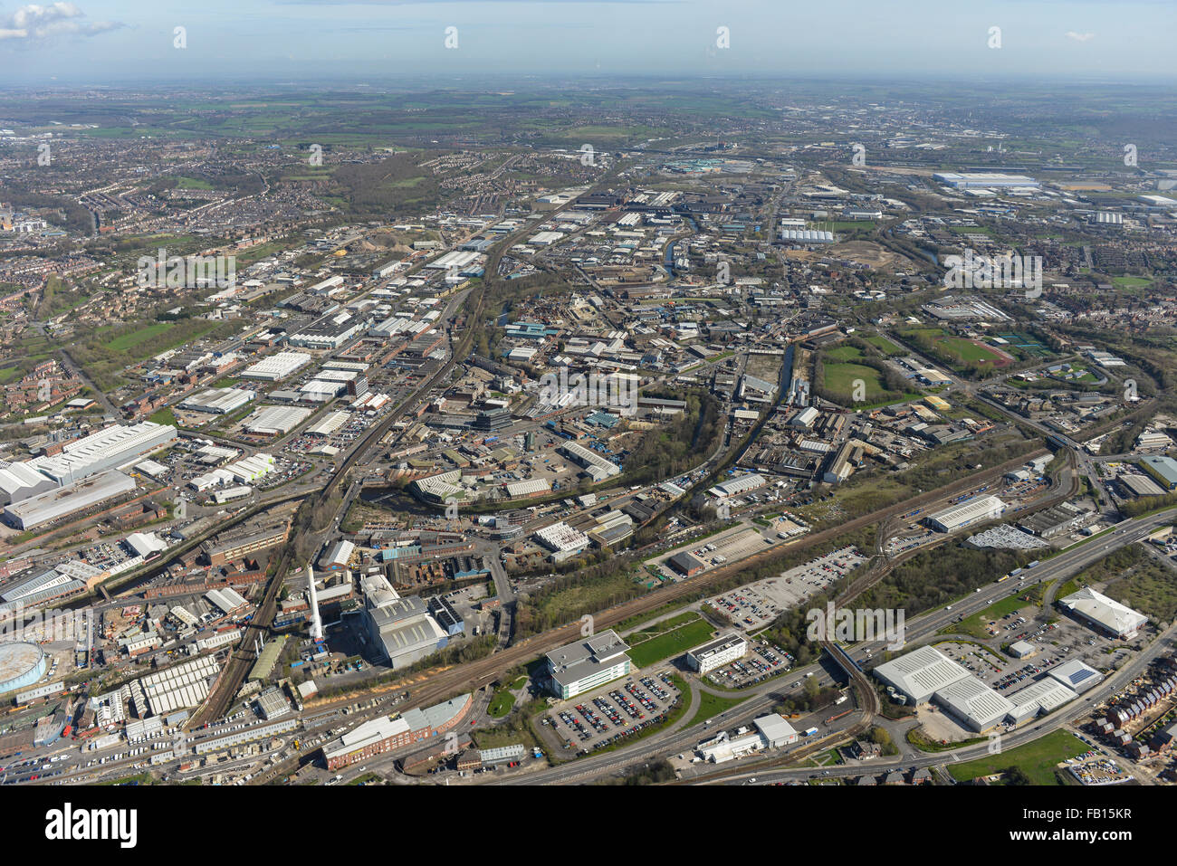An aerial view along the Don Valley looking from the direction of ...