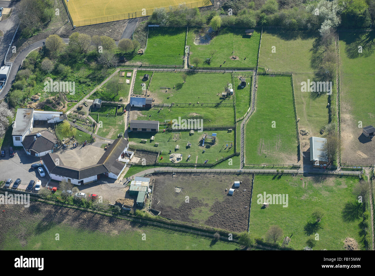 An aerial view of a city farm in Leicester, East Midlands Stock Photo ...