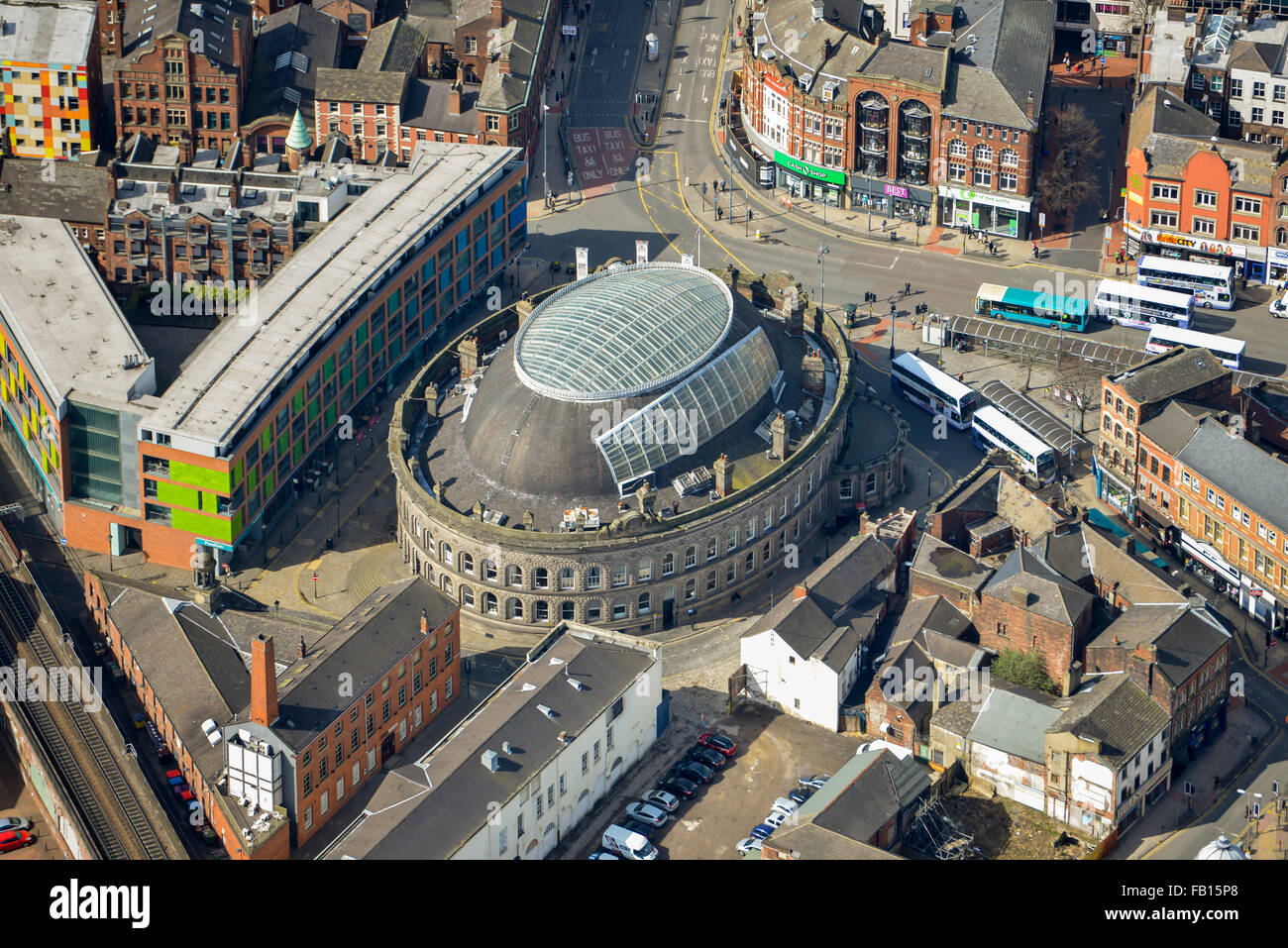 An aerial view of the Corn Exchange, a shopping centre in Leeds, West ...