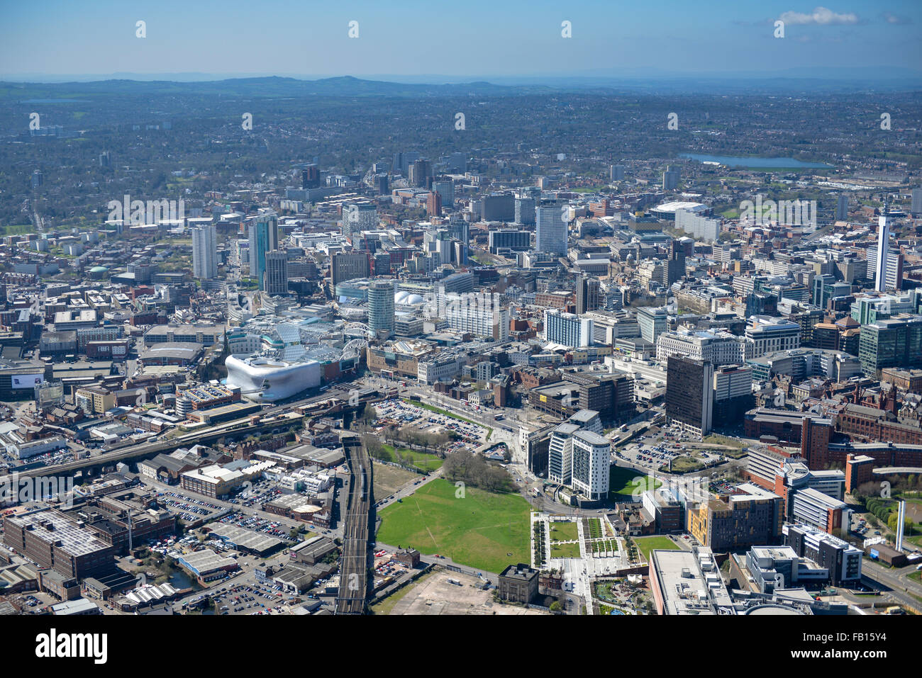 An aerial view the City Centre of Birmingham in the West Midlands, UK ...