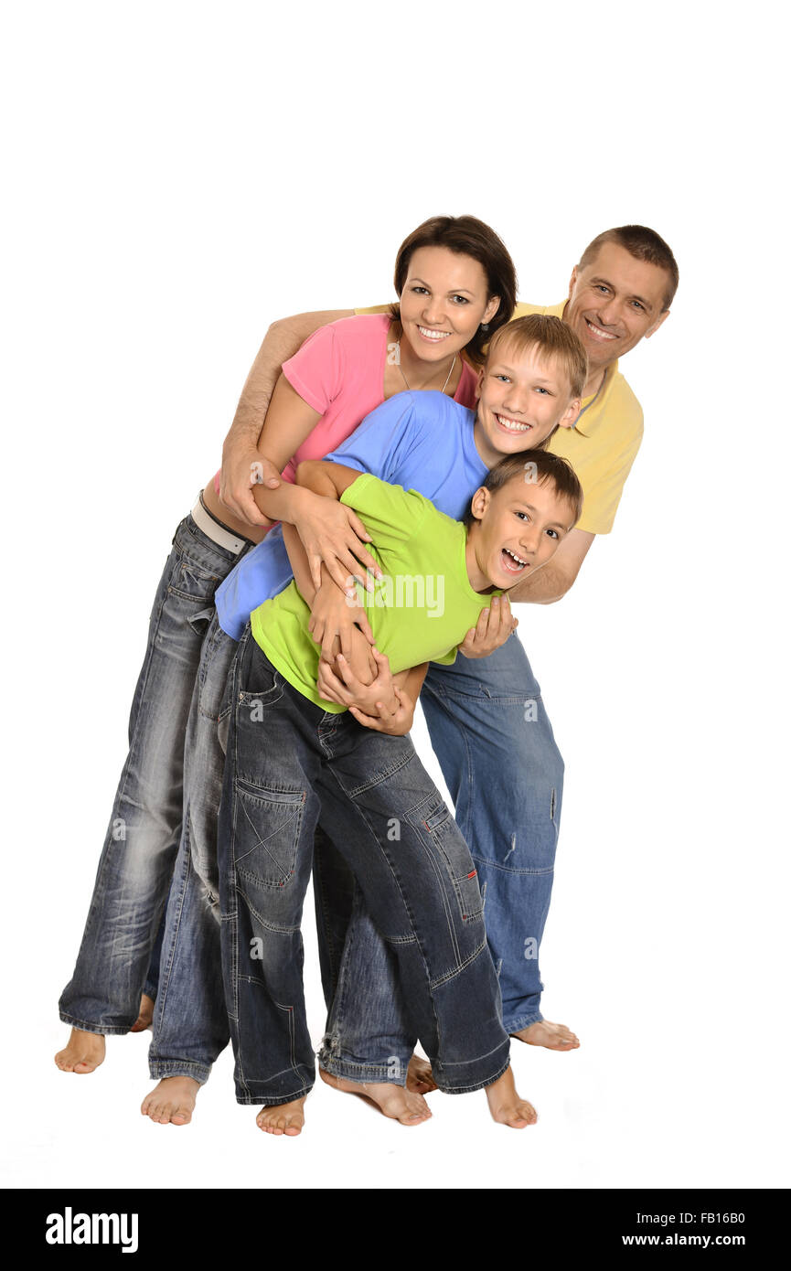Happy family of four Stock Photo - Alamy
