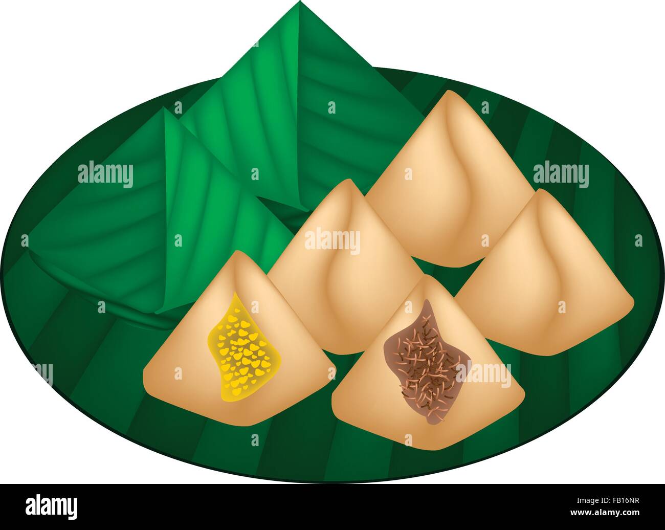 Stuffed Dough Pyramid Dessert Made From Sticky Rice Flour, Moong Beans ...