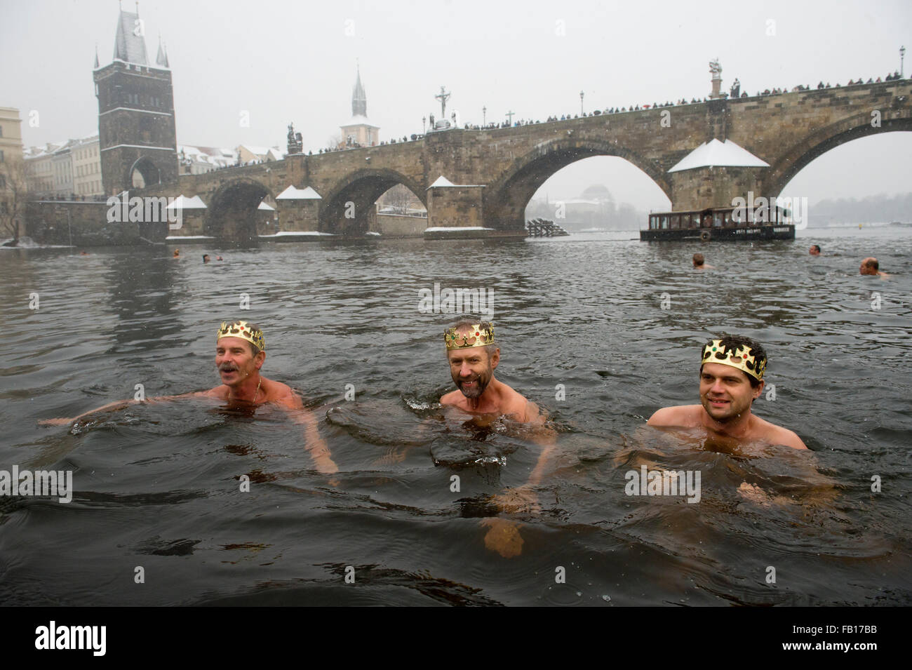 Prague, Czech Republic. 06th Jan, 2016. Winter swimmers take part in ...