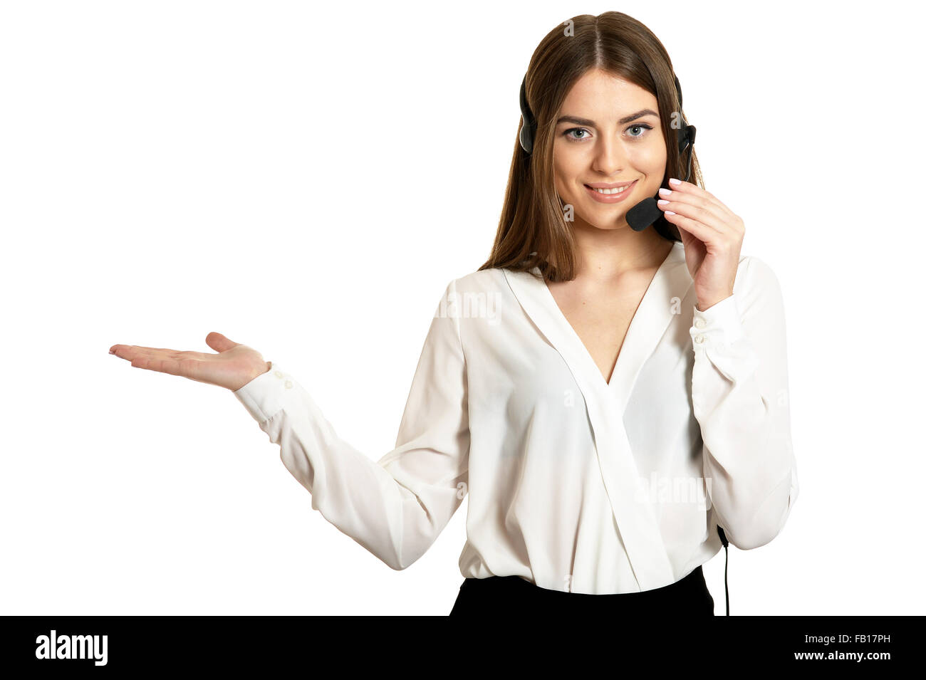 Service operator woman with headset Stock Photo - Alamy