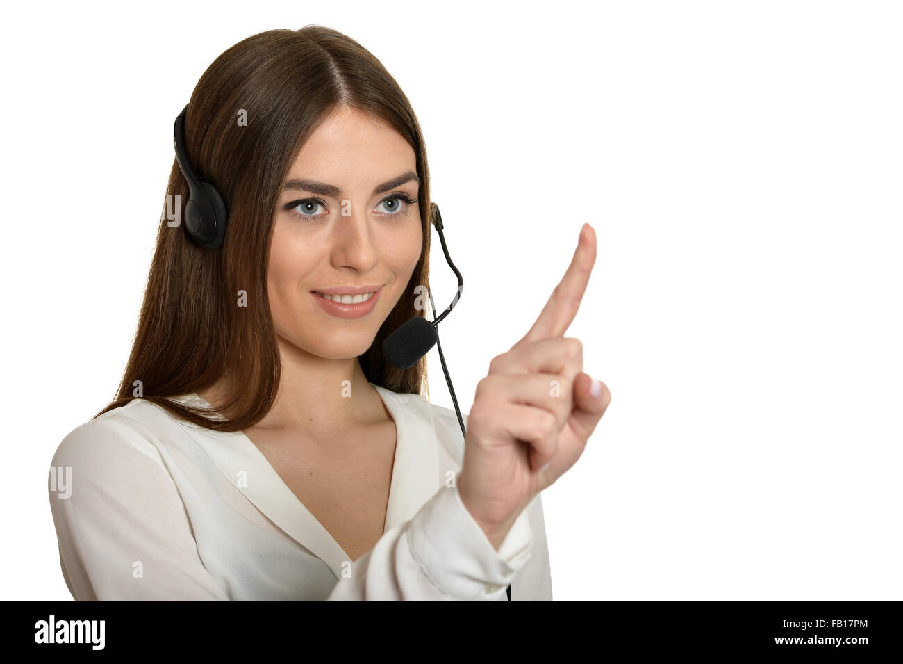 Service operator woman with headset Stock Photo - Alamy