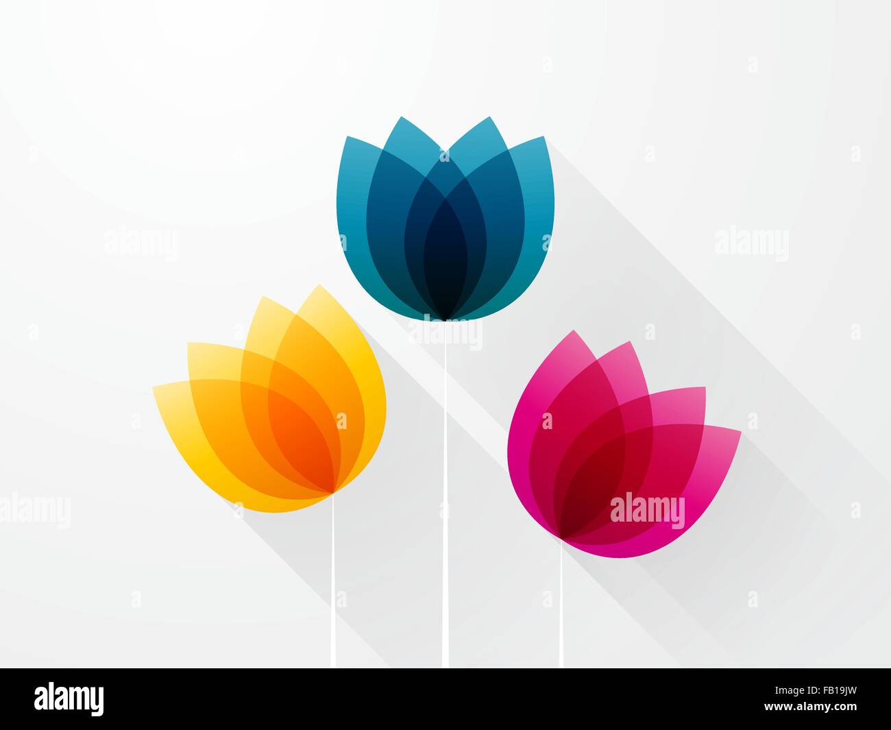 Beautiful colored flowers with long shadows Stock Vector Image & Art ...