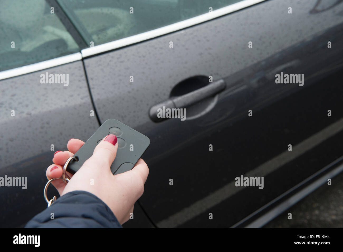 Person unlocking a car with a keyless fob Stock Photo - Alamy