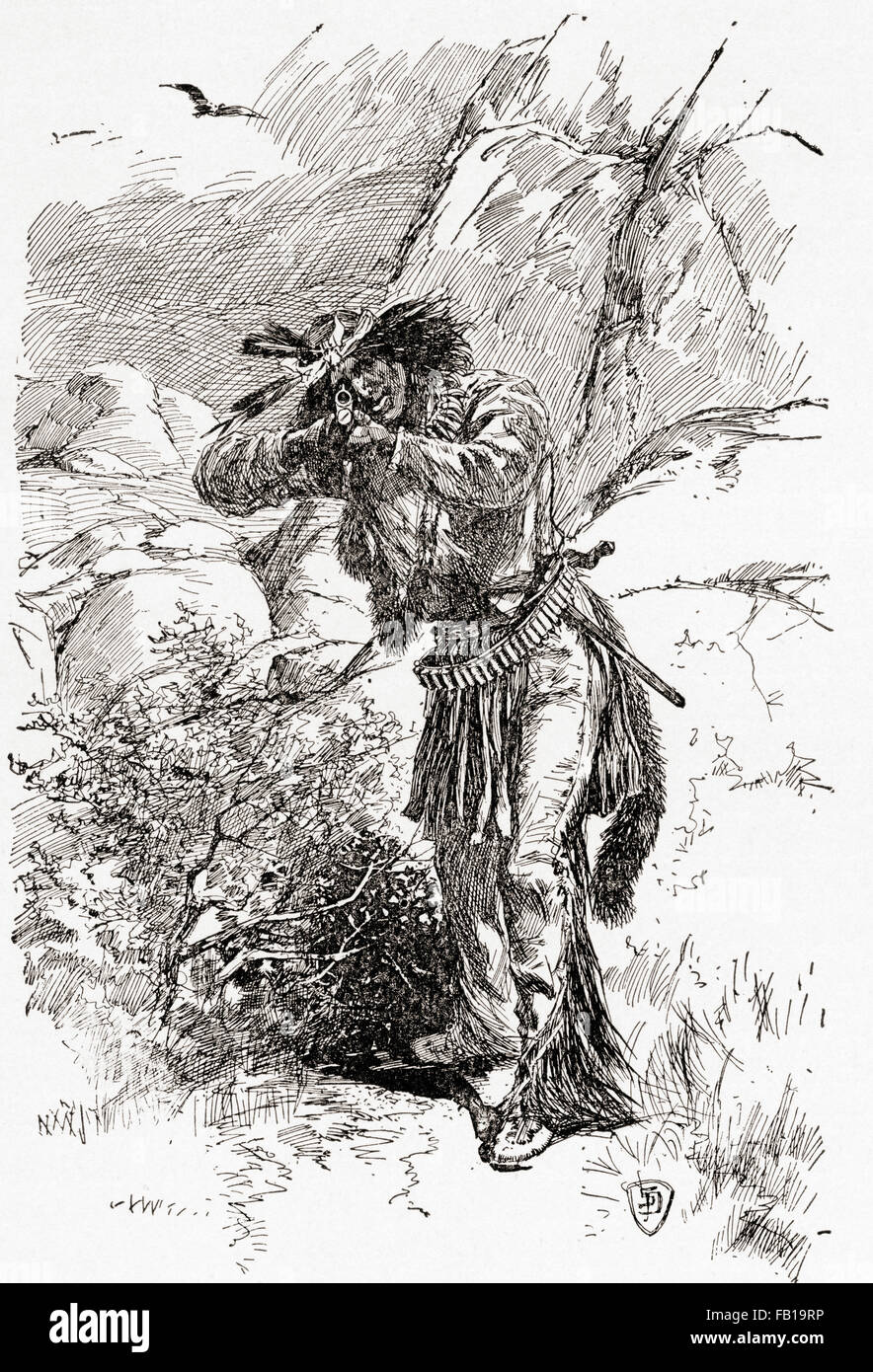 An Apache Indian hunting in the 19th century Stock Photo - Alamy
