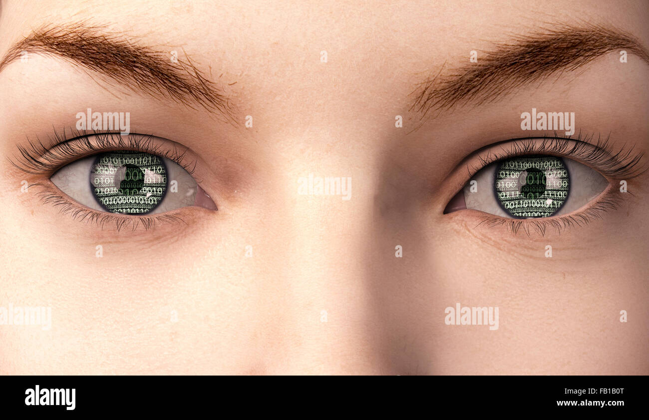 Human eye with binary code hi-res stock photography and images - Alamy