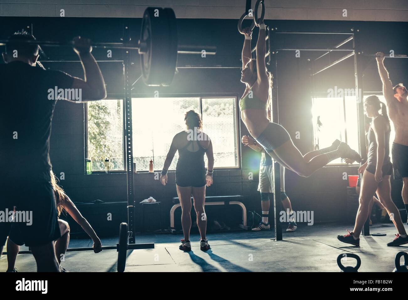 Team training together in gym Stock Photo - Alamy