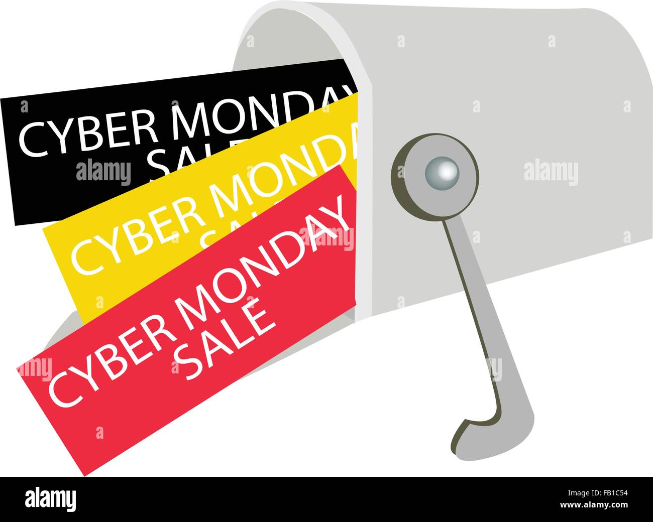 Open Standard Mailbox or Letter Box with Cyber Monday Greeting Card ...