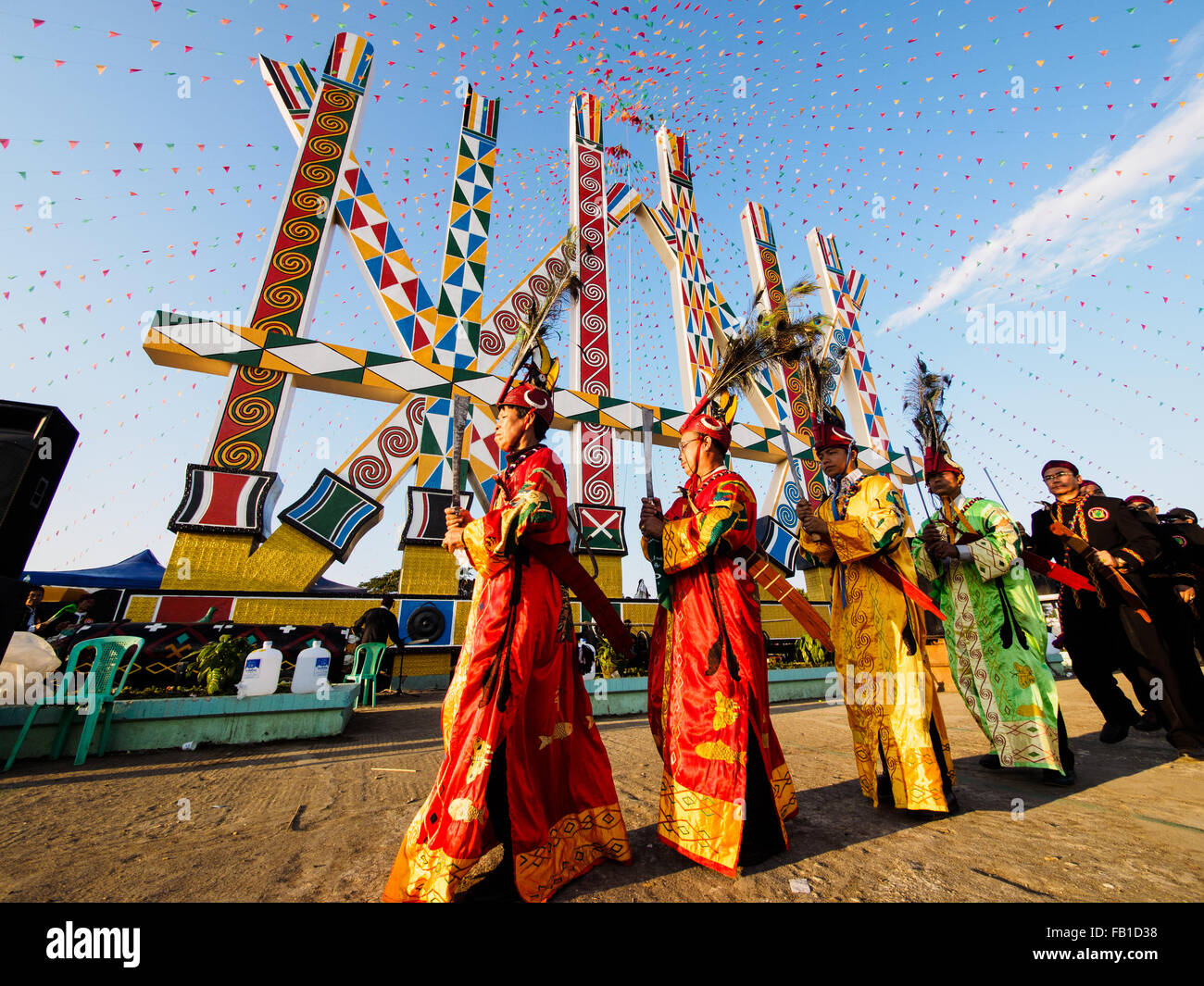 Manau Dance, traditional ceremony of Kachin people to celebrate Kachin National Day in Myitkyina ...