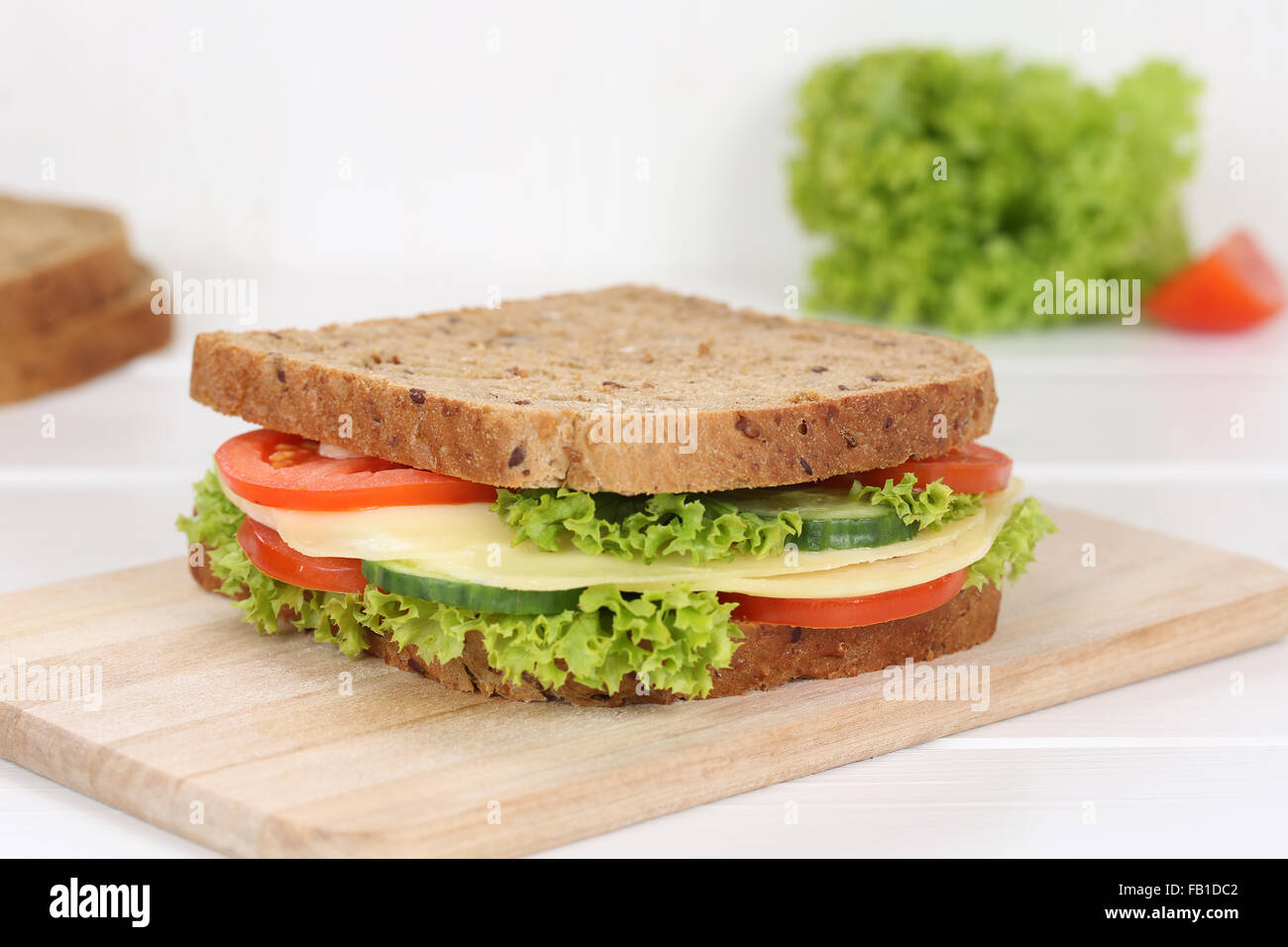 Sandwich toast bread for breakfast with cheese, tomatoes, lettuce Stock ...
