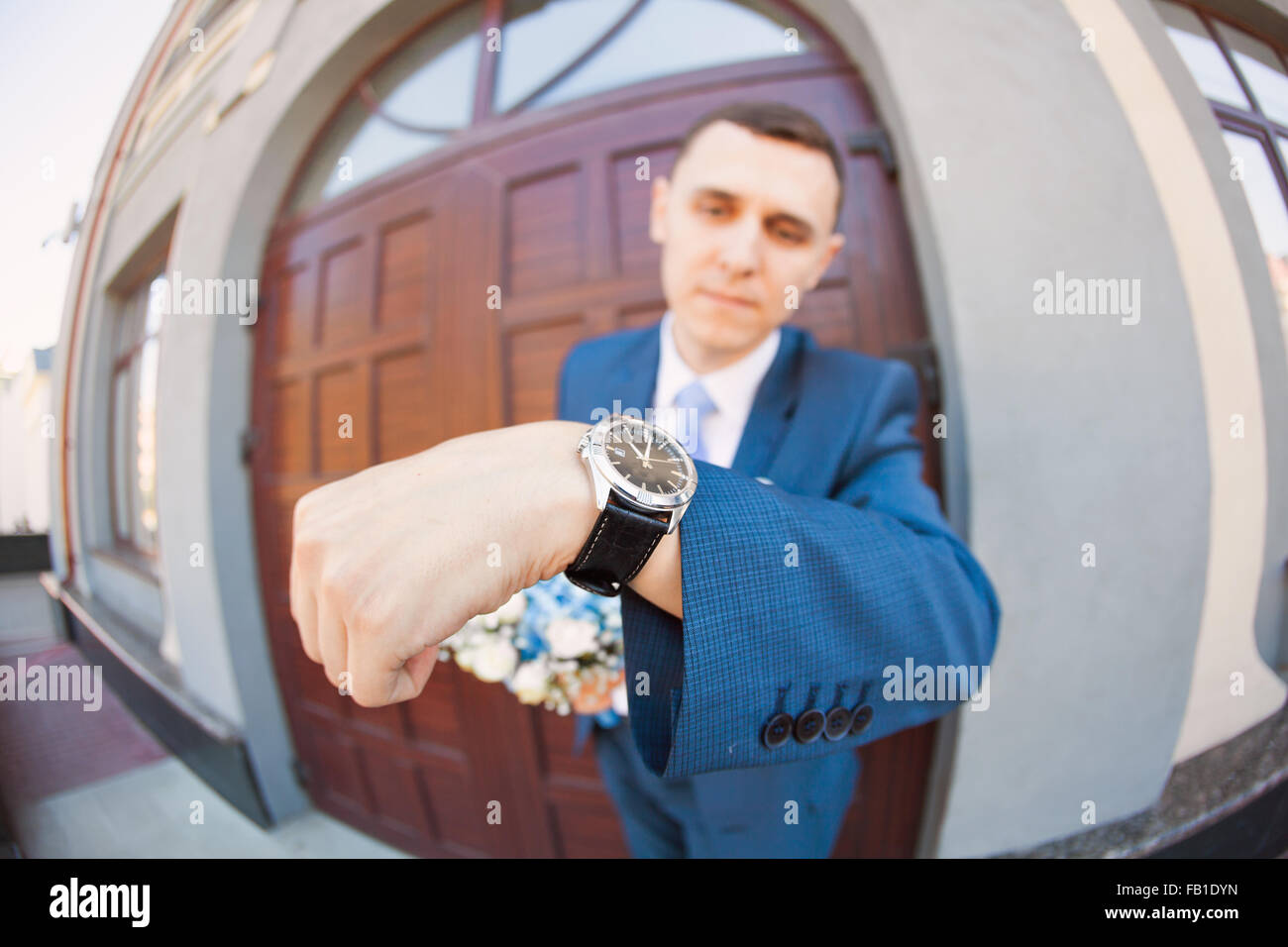 Groom waiting bride.Just married. Close up. Bridal wedding bouquet of ...