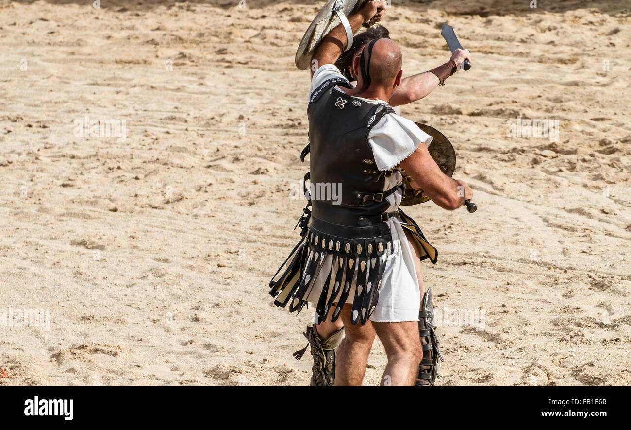 gladiator fights in the arena of the Roman circus, representation Stock ...