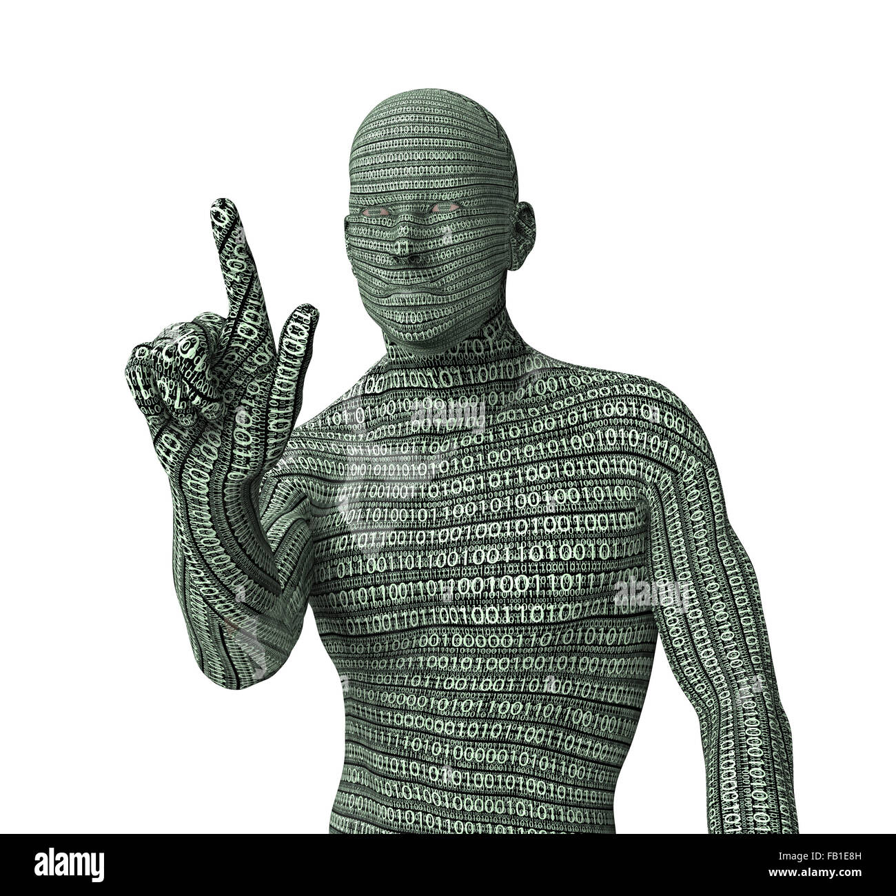 electronic man pressing virtual computer screen Stock Photo - Alamy