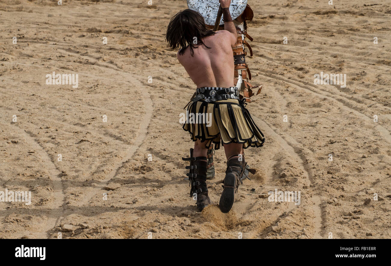 gladiator fights in the arena of the Roman circus, representation Stock ...