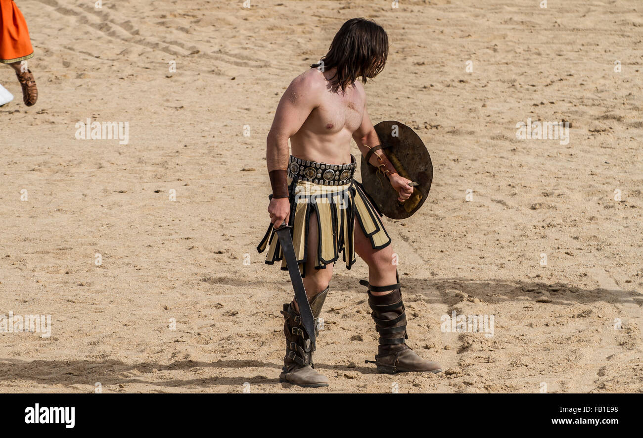 gladiator fights in the arena of the Roman circus, representation Stock ...