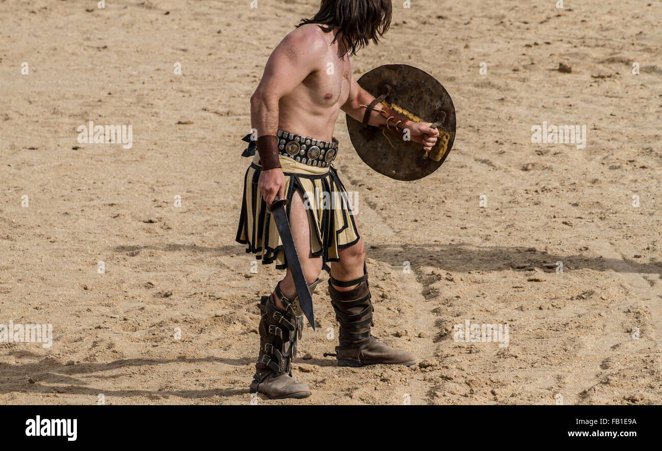 gladiator fights in the arena of the Roman circus, representation Stock ...