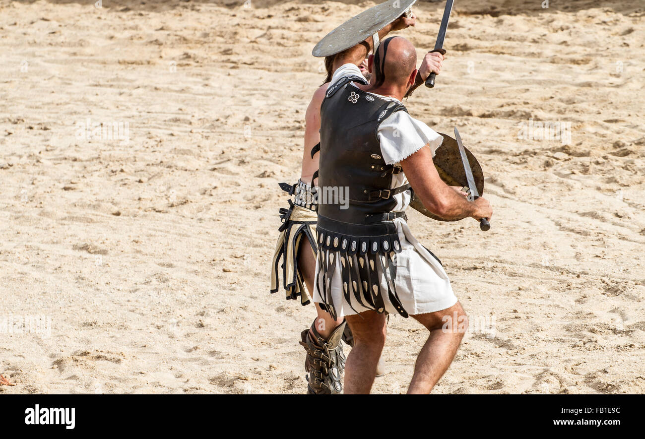 gladiator fights in the arena of the Roman circus, representation Stock ...
