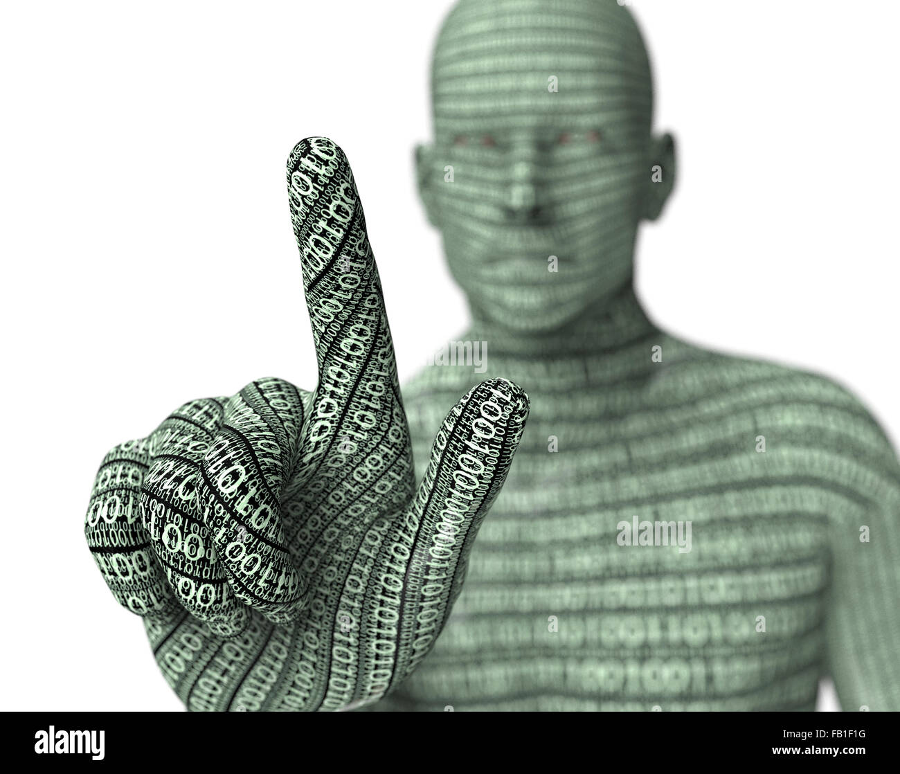 electronic man pressing virtual computer screen Stock Photo - Alamy