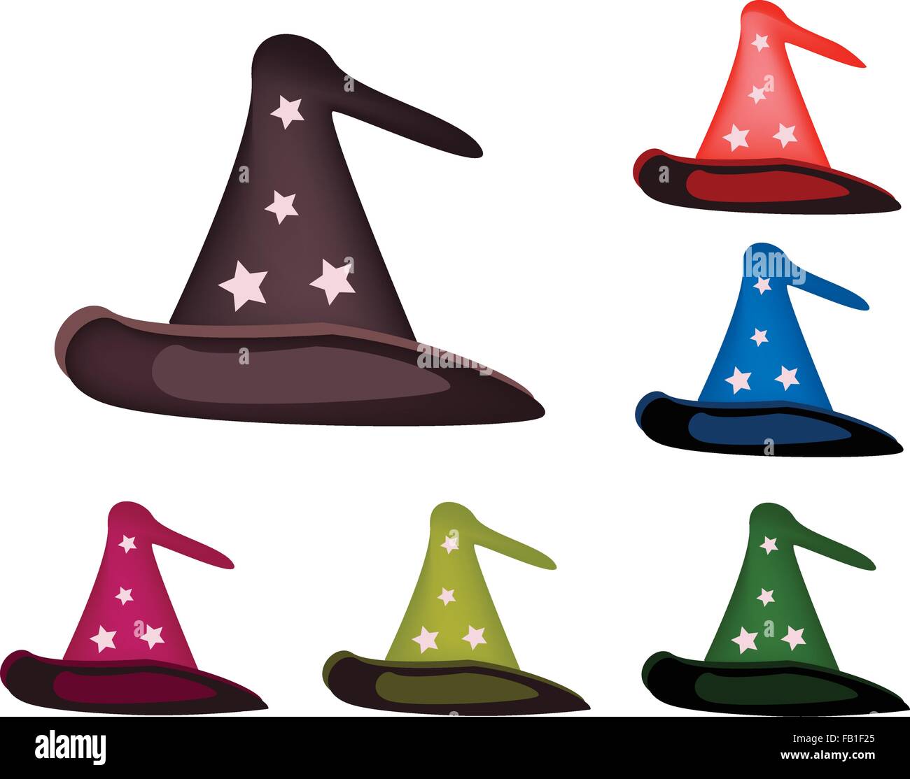 Illustration Collection of Colorful Witch Hat Isolated on White ...