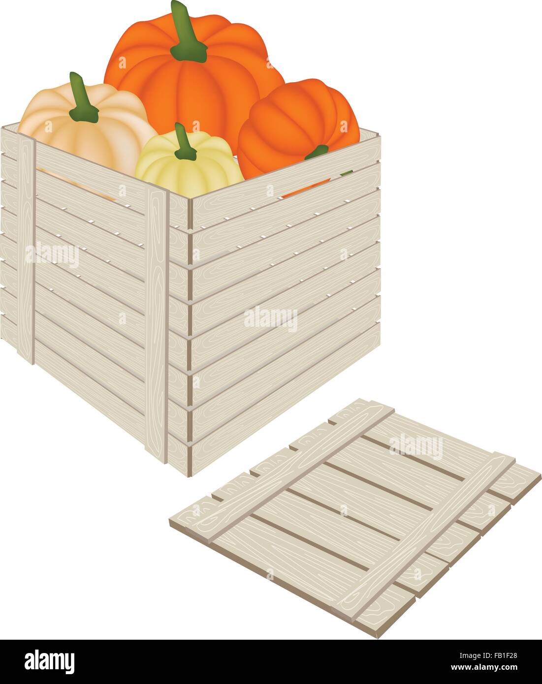 A Heap of Fresh Pumpkins in Wooden Crate or Cargo Box, Ready for ...