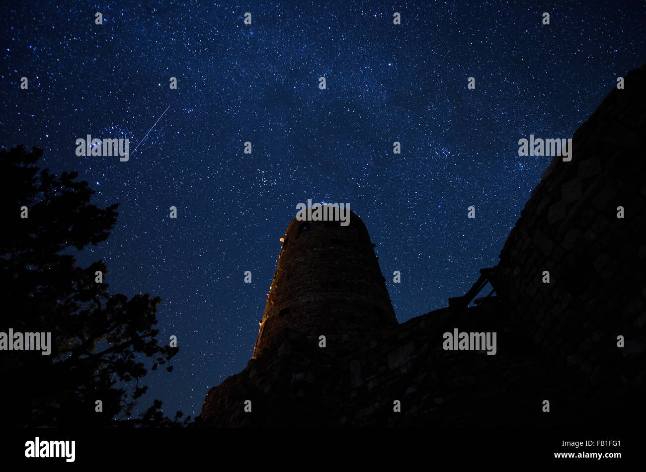 Stars and Desert View Watchtower also known as Indian Watchtower on the ...