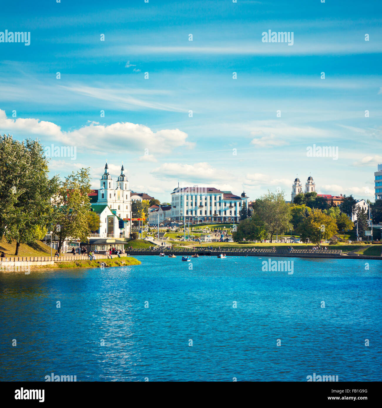 Minsk Historical Center View with Svisloch River Stock Photo - Alamy