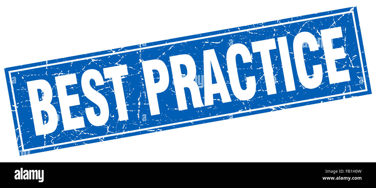 best practice blue square grunge stamp on white Stock Photo - Alamy