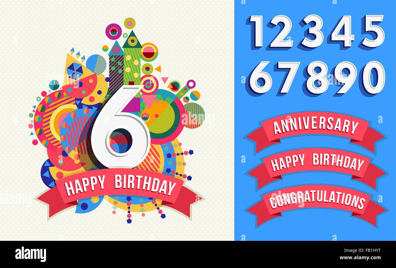 Happy birthday card template with vibrant color fun shapes. Includes ...