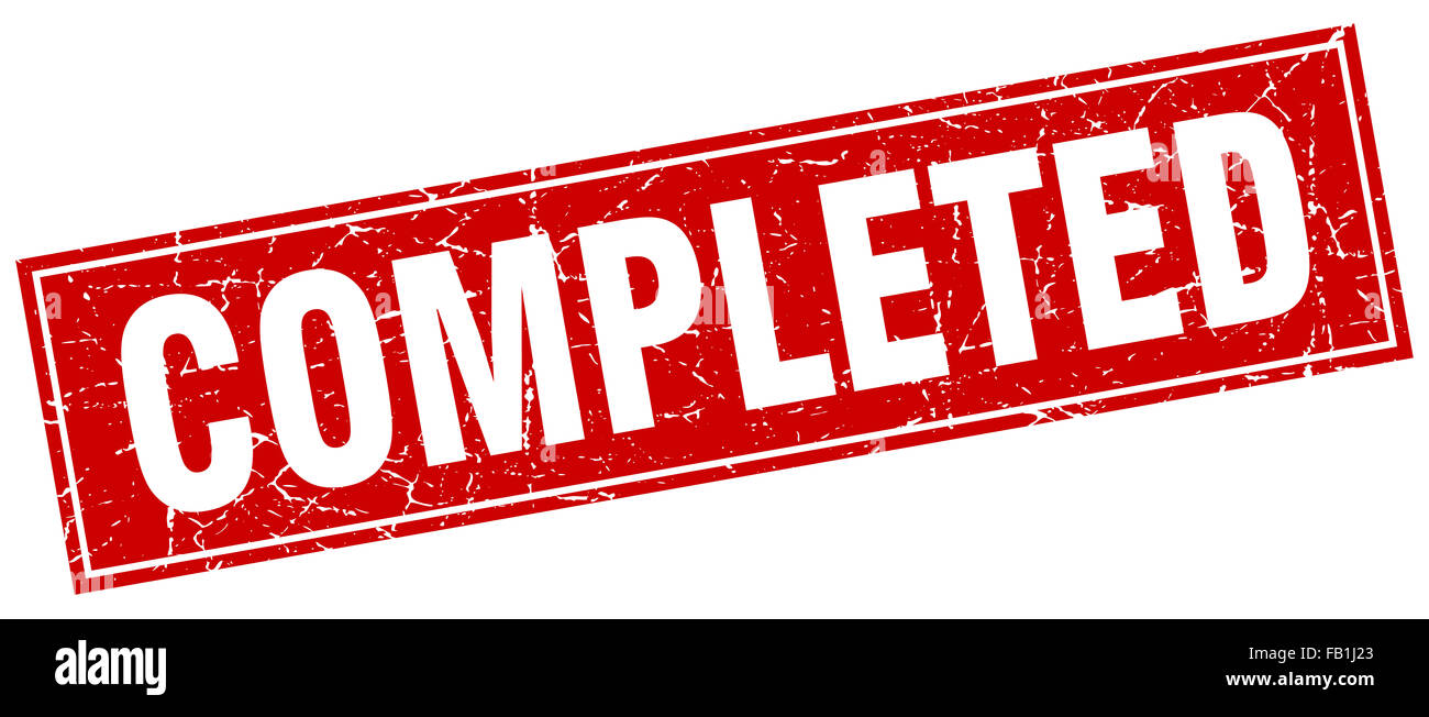 Completed Red Square Grunge Stamp On White Stock Illustration 260+ Red