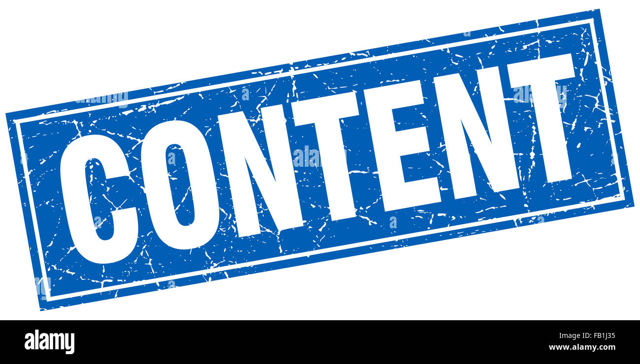 content blue square grunge stamp on white Stock Photo - Alamy