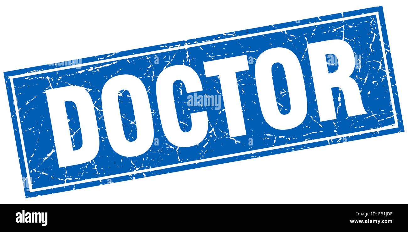 doctor blue square grunge stamp on white Stock Photo - Alamy