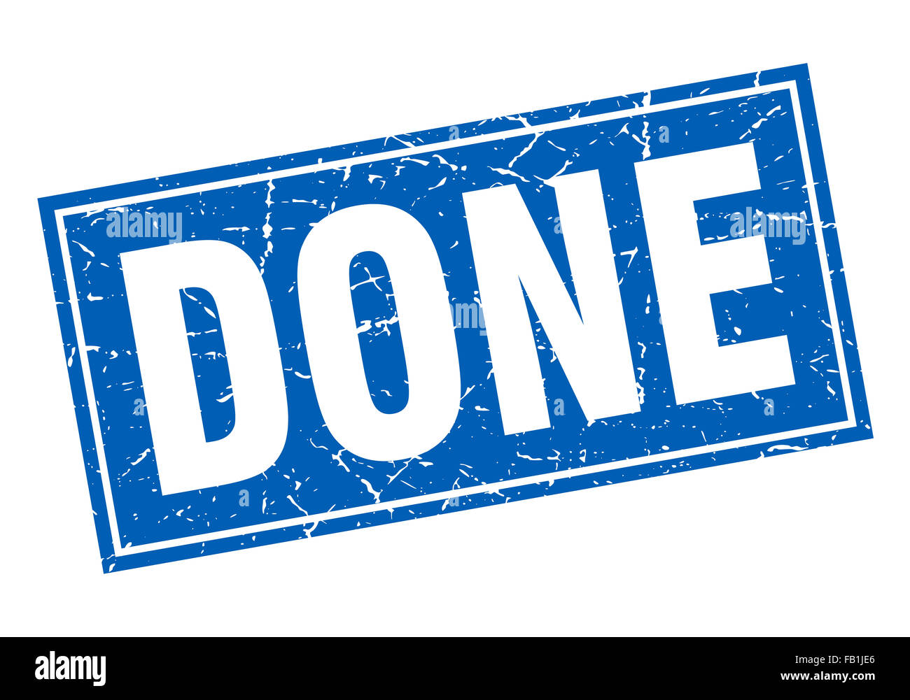 done blue square grunge stamp on white Stock Photo - Alamy