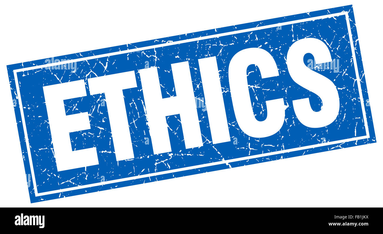 ethics blue square grunge stamp on white Stock Photo - Alamy