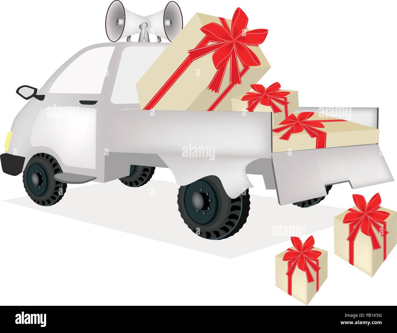 An Illustration of Pickup Truck Full with Lovely Gift Boxes, A Perfect ...