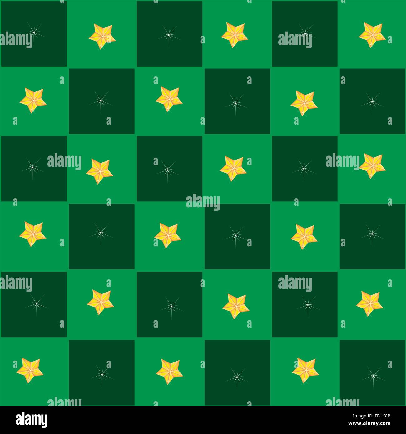 An Illustration Seamless Patterns of Golden Stars in Green and Dark ...