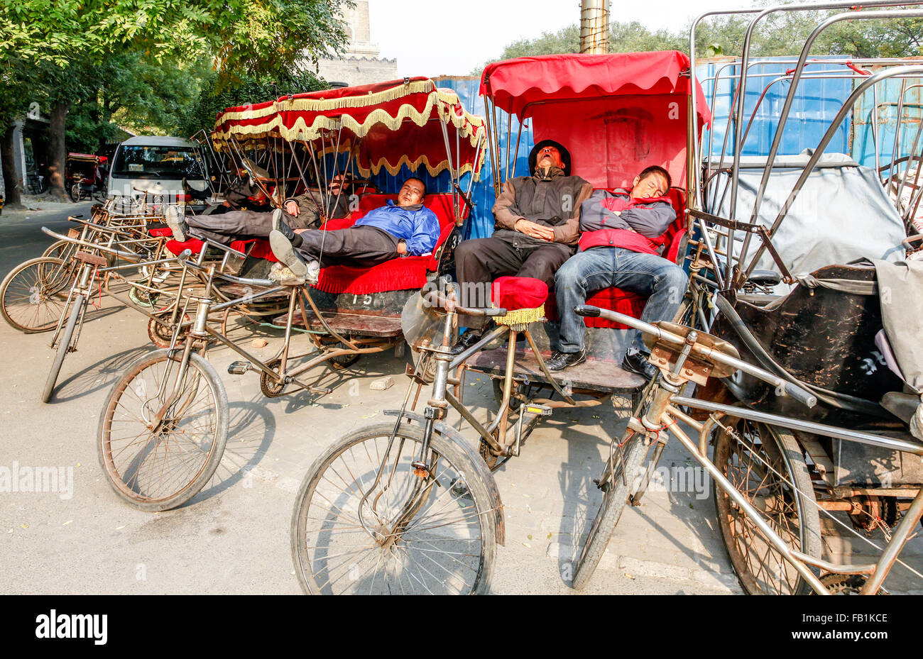 Rickshaw drivers on a break after taking tourist on a tour in the ...