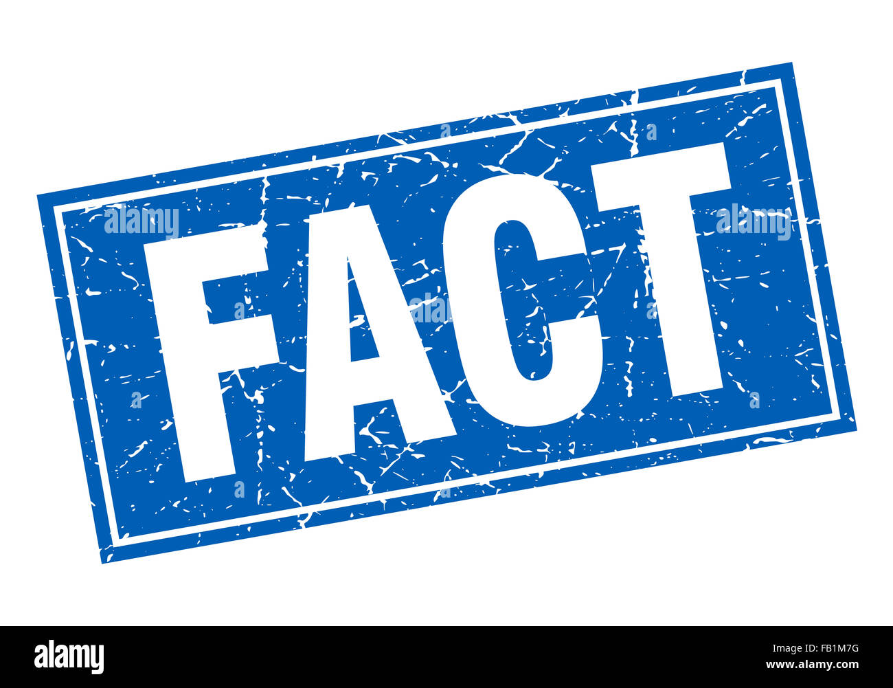 fact blue square grunge stamp on white Stock Photo - Alamy