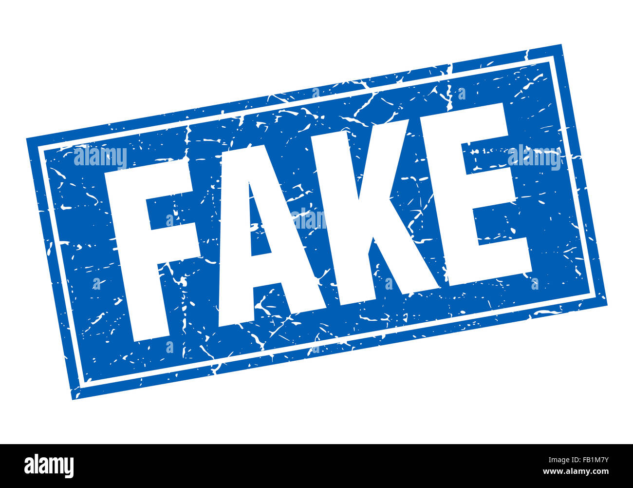 fake blue square grunge stamp on white Stock Photo - Alamy