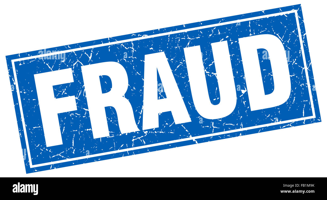 fraud blue square grunge stamp on white Stock Photo - Alamy