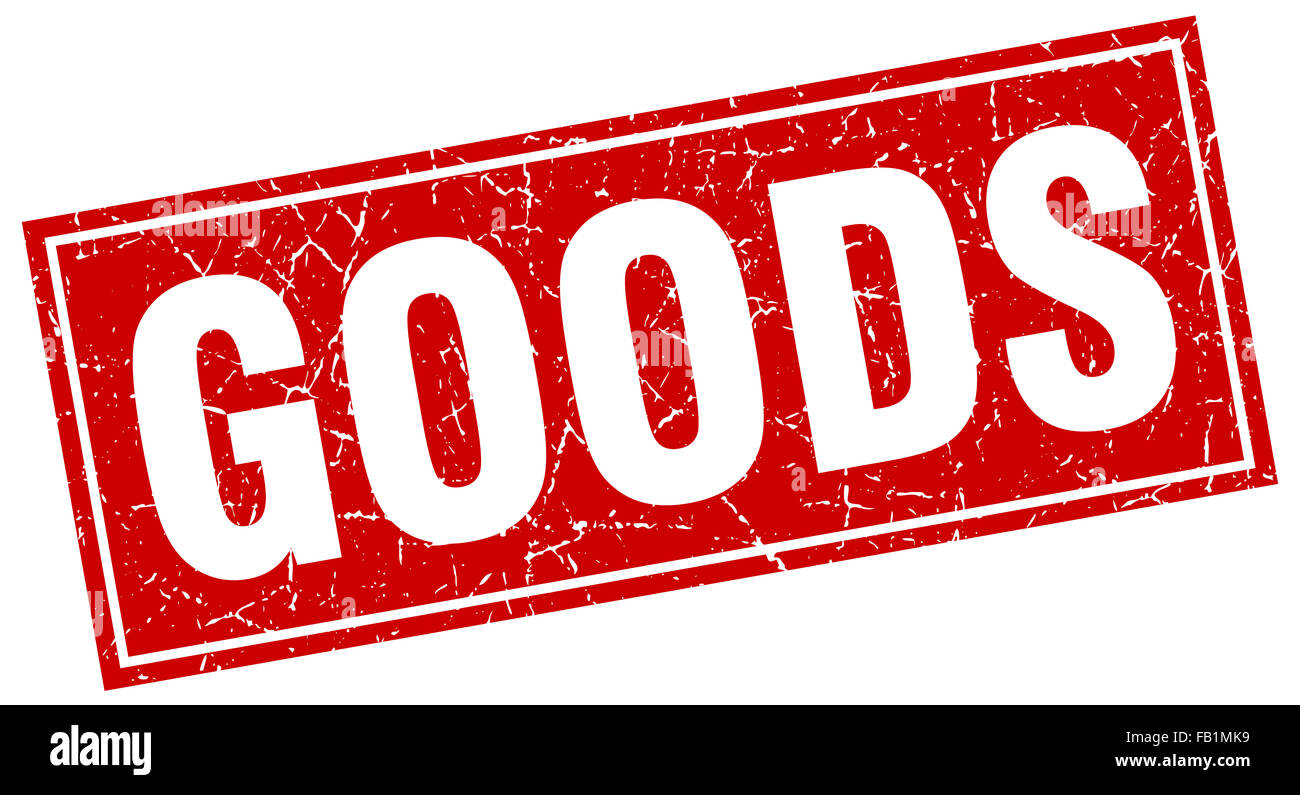 goods red square grunge stamp on white Stock Photo - Alamy