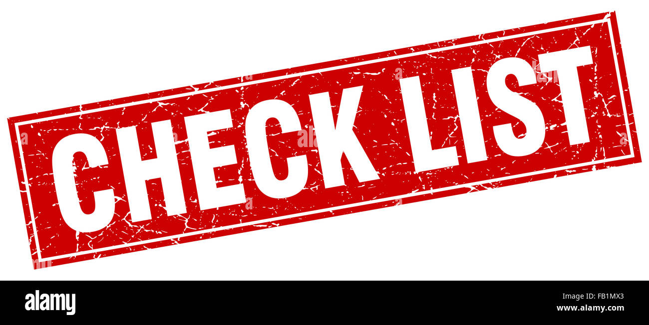 check list red square grunge stamp on white Stock Photo - Alamy