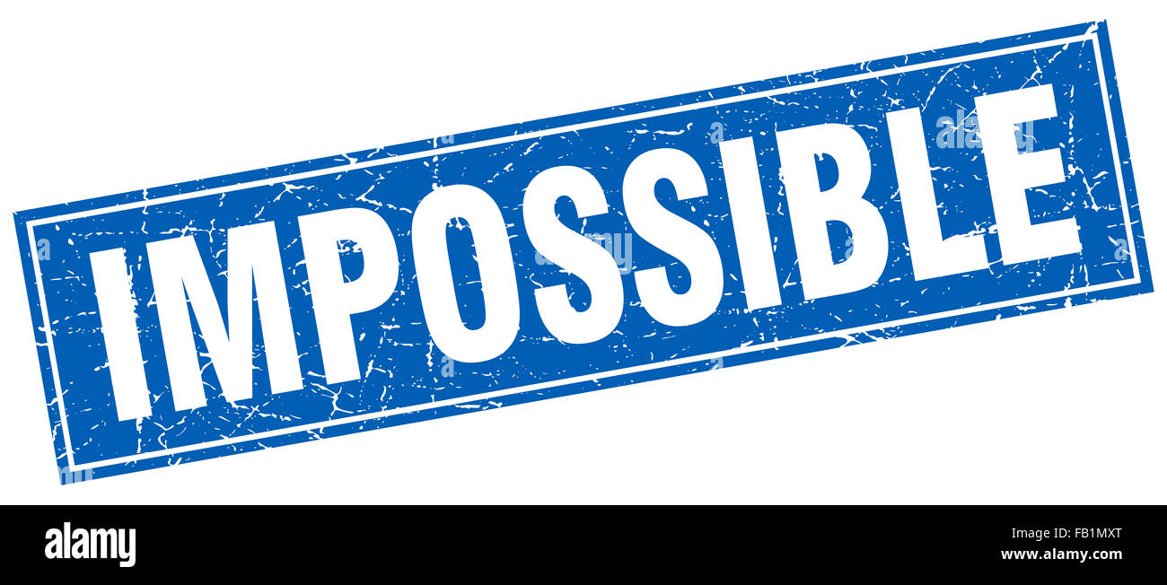 impossible blue square grunge stamp on white Stock Photo - Alamy