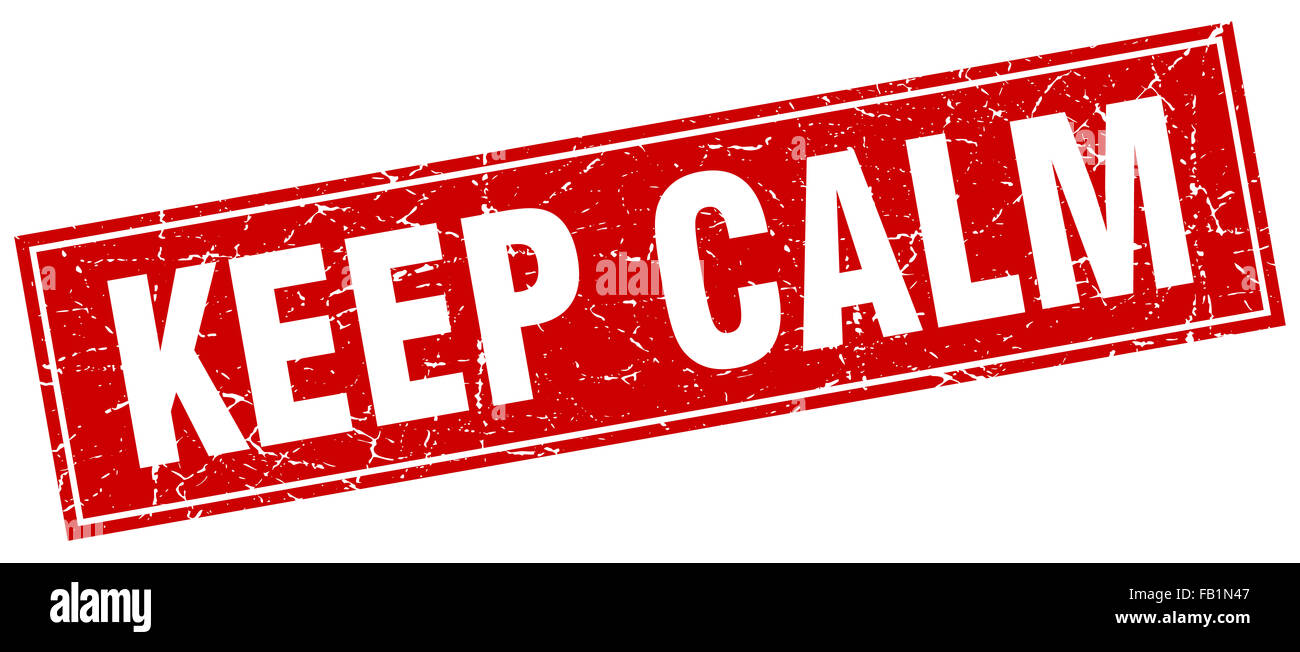 keep calm red square grunge stamp on white Stock Photo - Alamy