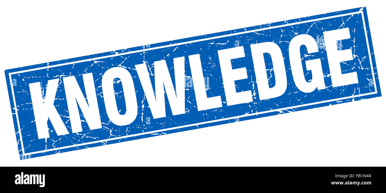 knowledge blue square grunge stamp on white Stock Photo - Alamy