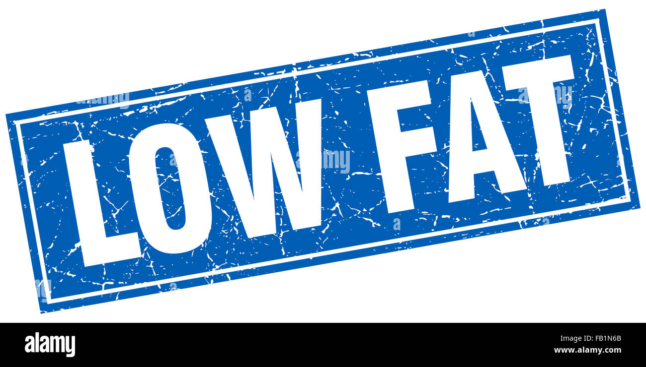 low fat blue square grunge stamp on white Stock Photo - Alamy