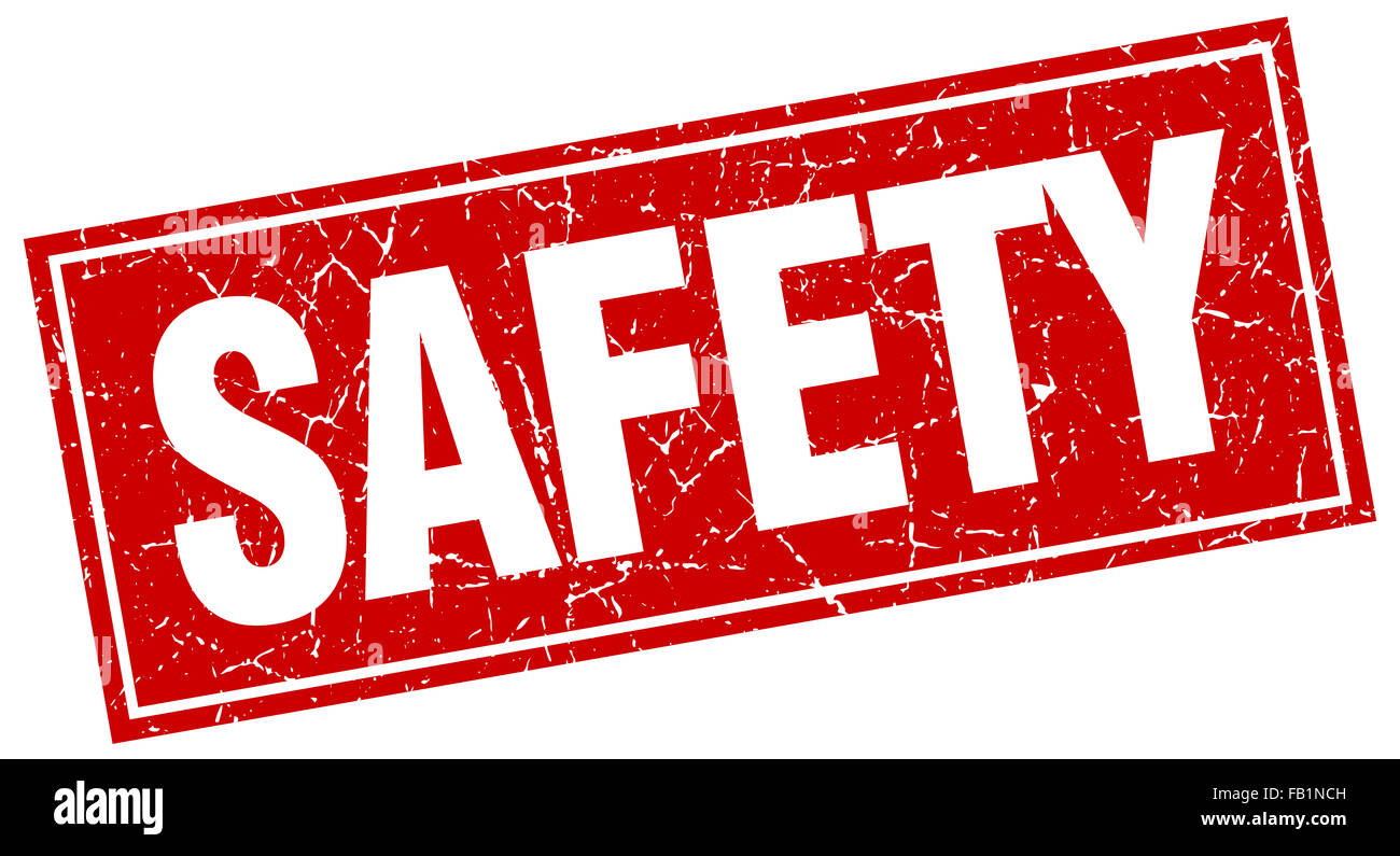 safety red square grunge stamp on white Stock Photo - Alamy